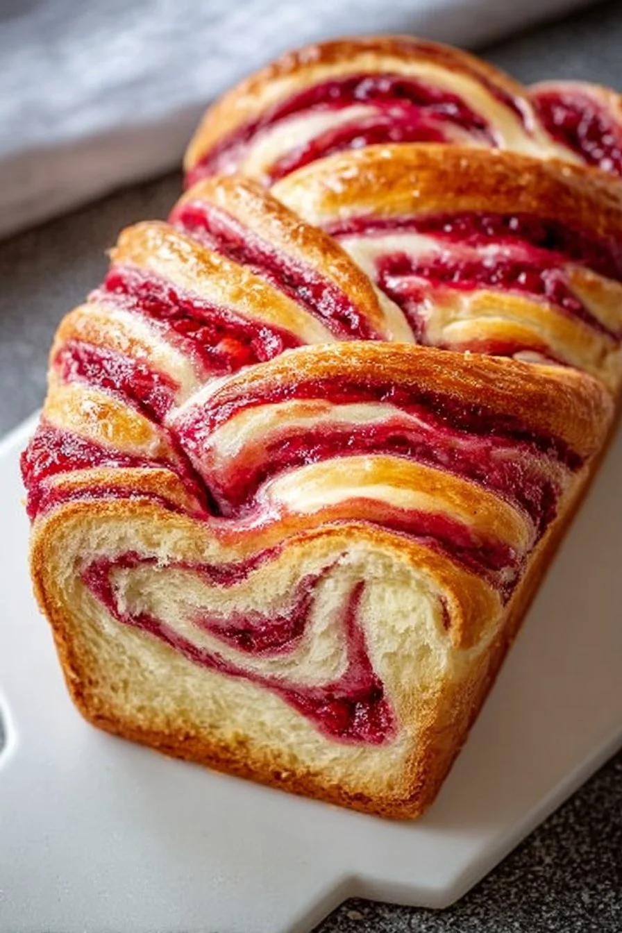 Raspberry Swirl Brioche Loaf
